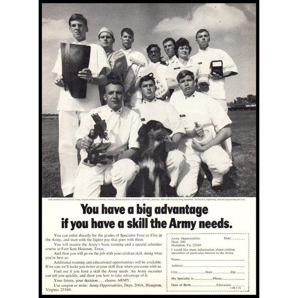 U.S. Army | Art | 97 Us Army Medical Recruiter Recruiting Vintage Print ...